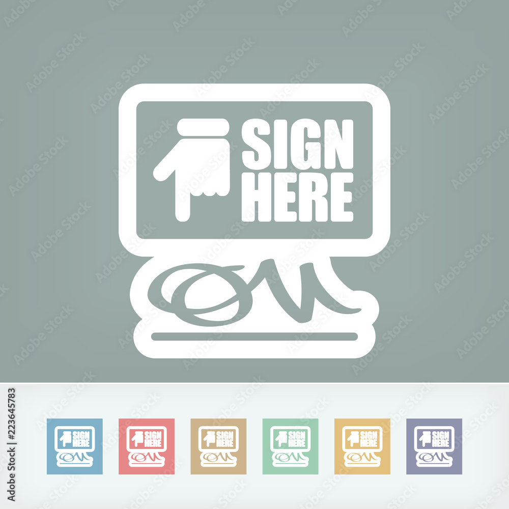Sign on document icon Stock Vector | Adobe Stock