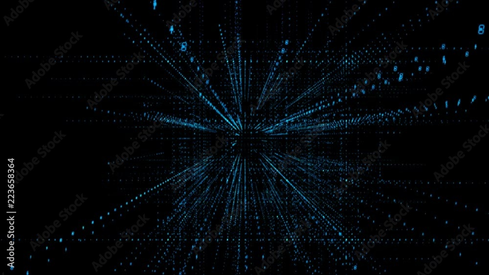 Vidéo Stock 4k flying through the Matrix style binary code,The camera moves through the falling ...