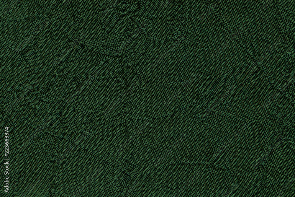 Dark green wavy background from a textile material. Fabric with fold ...