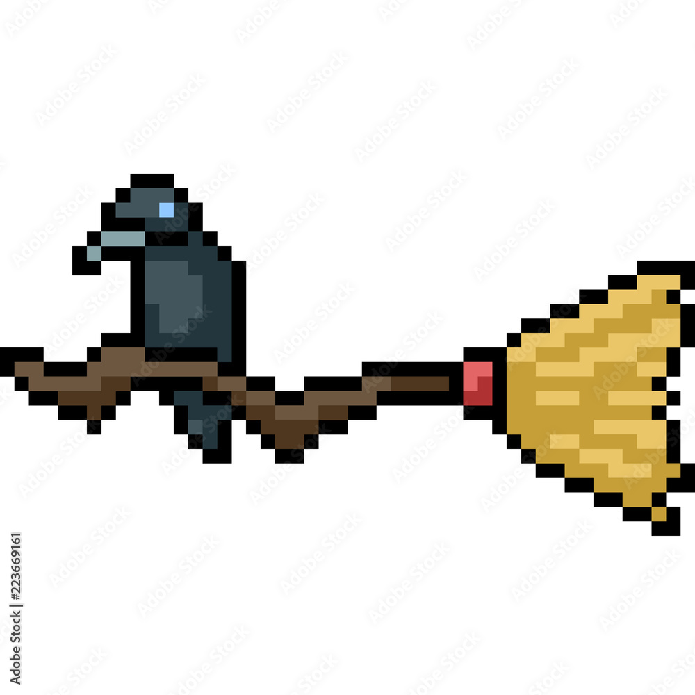 vector pixel art witch broom Stock Vector | Adobe Stock