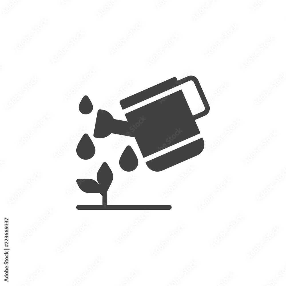 Watering plants vector icon. filled flat sign for mobile concept and ...
