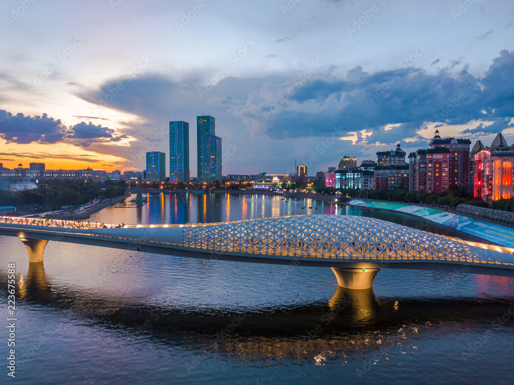 Ishim river riverside in Astana, Kazakhstan Foto Stok | Adobe Stock