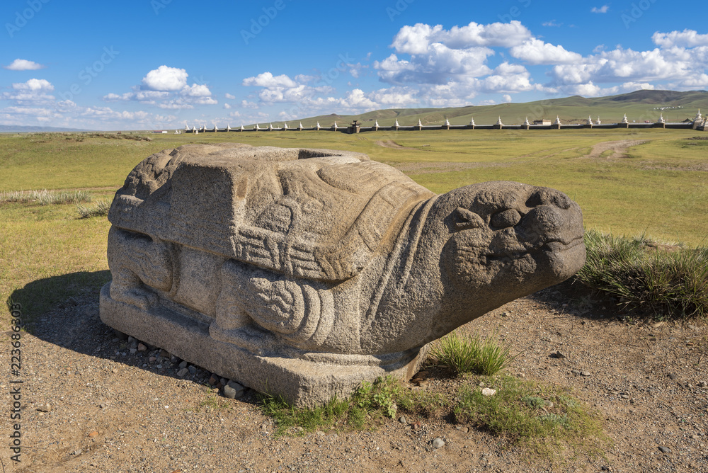 Stone turtle 13th century near Erdene Zuu Monastery, Kharkhorin ...
