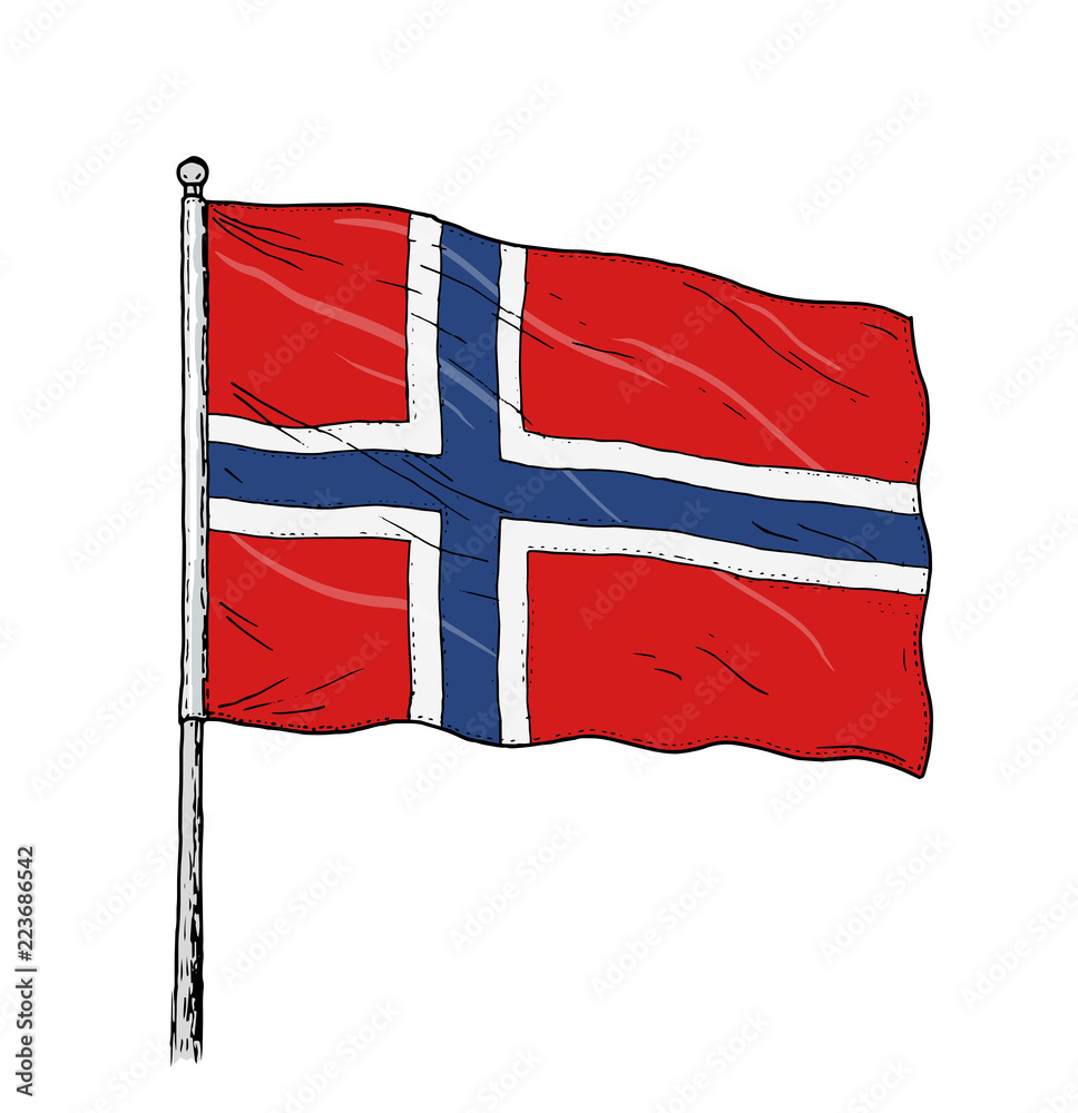Photo & Art Print Flag of Norway drawing - vintage like colour ...