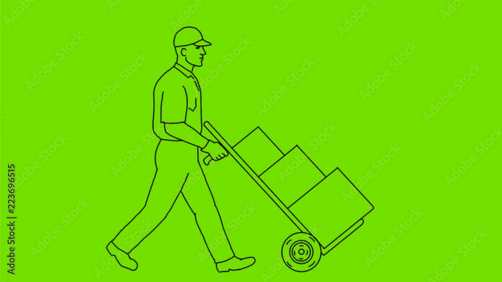 2d Animation motion graphics showing a drawing of a delivery worker ...