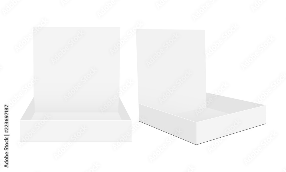 Cardboard counter display box mock up in front and side view. Vector ...