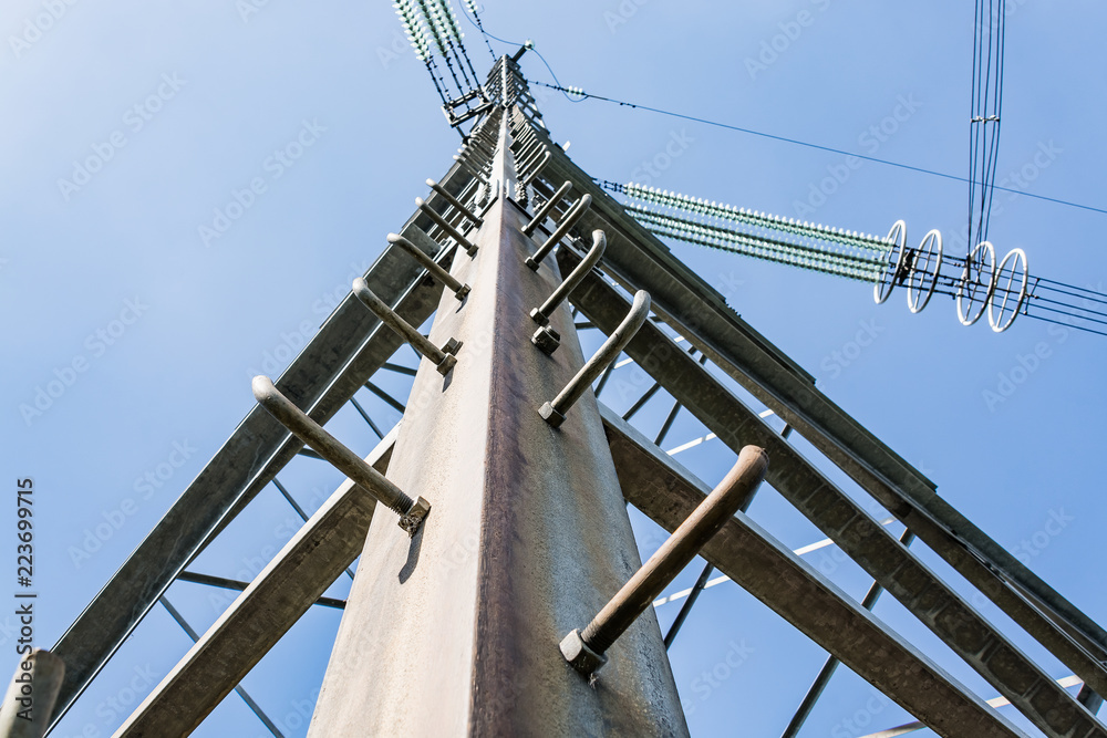 Elements of a high-voltage power line with a voltage of 750,000 volts ...