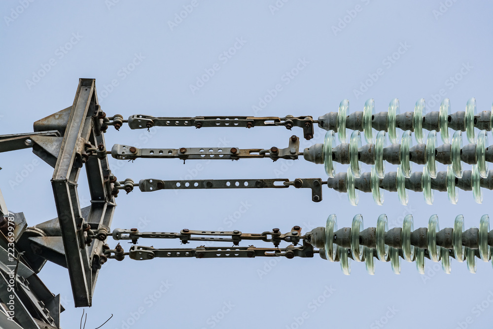 Elements of a high-voltage power line with a voltage of 750,000 volts ...