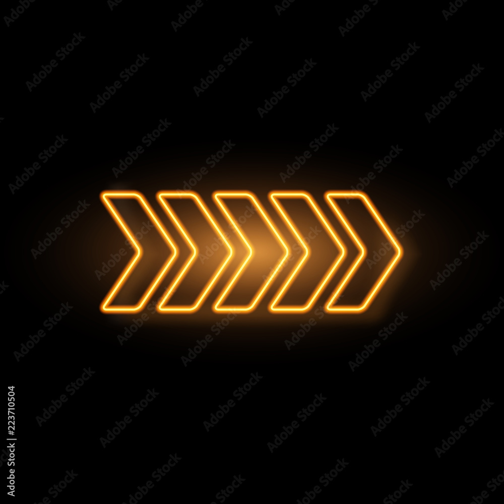 Yellow neon arrow with glowing effect, vector illustration Stock Vector ...