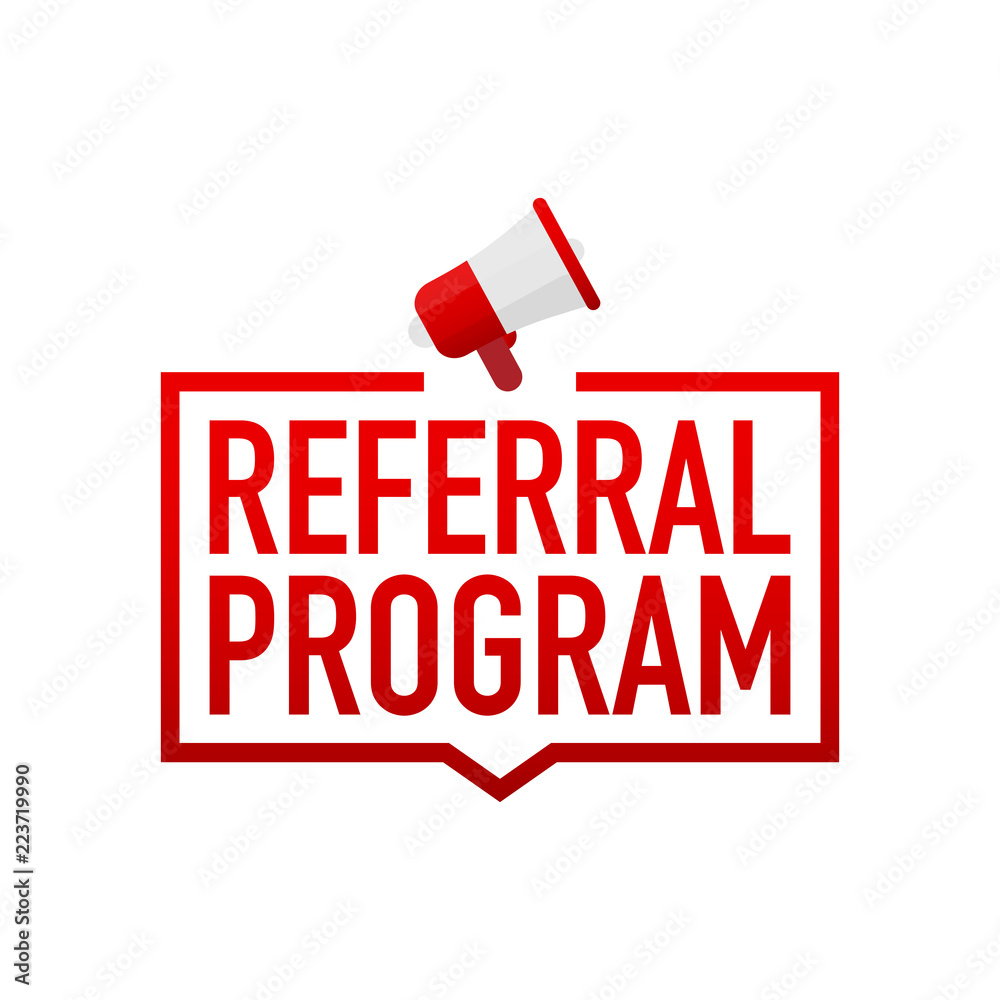 Hand Holding Megaphone with Referral program. Vector illustration ...