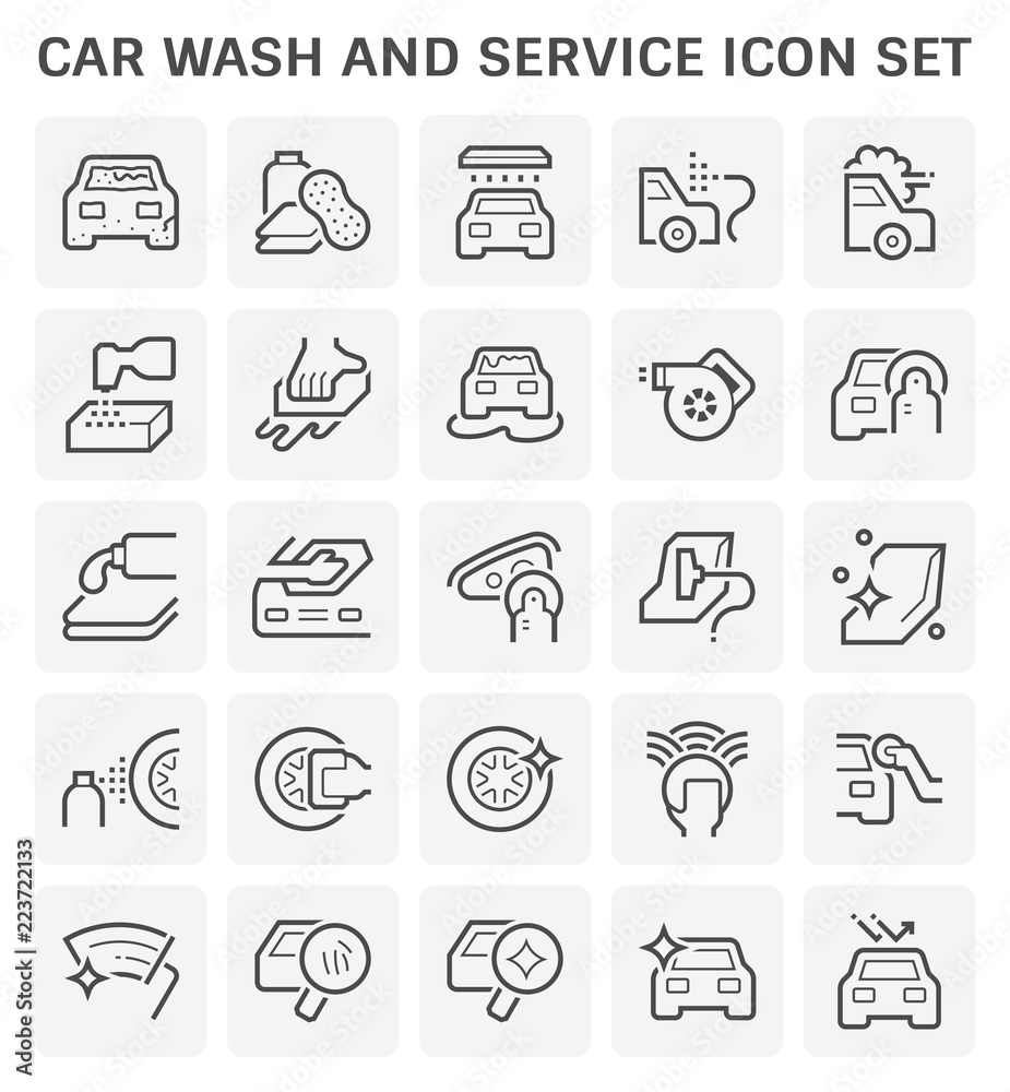 Car wash service vector icon. Business to care, repair, clean, wash and ...