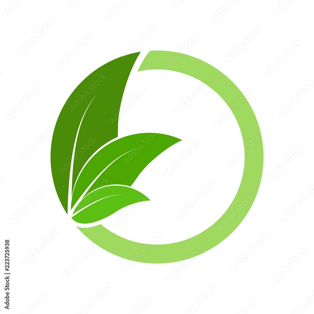 Circle with Leaf logo design Stock Vector | Adobe Stock
