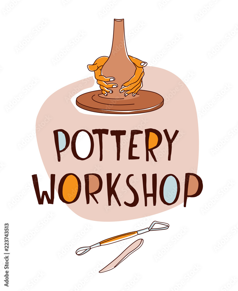 Vecteur Stock Clay Pottery Workshop Studio. Artisanal Creative Craft ...