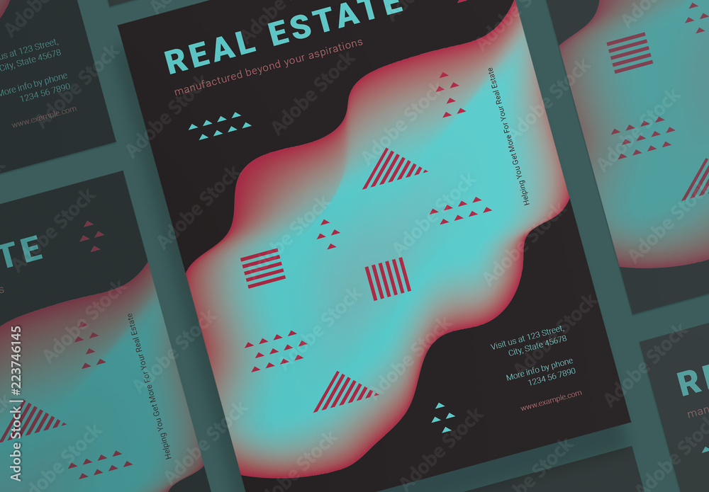 Poster Layout Set with Geometric Elements Stock Template | Adobe Stock