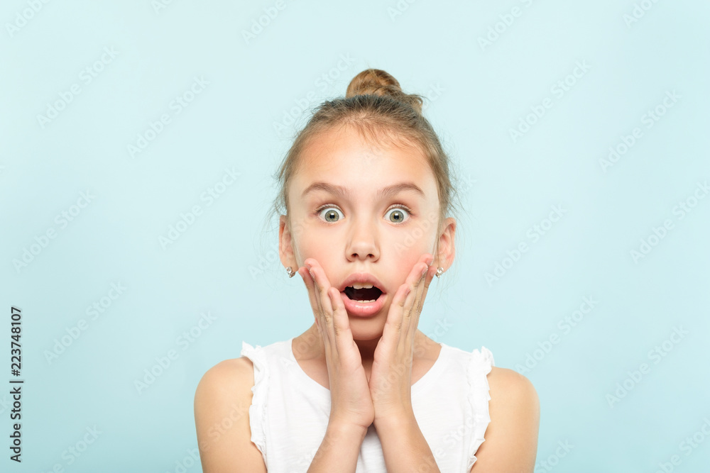 surprised shocked astonished amazed girl with open mouth. unbelievable ...