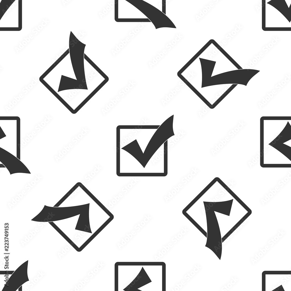 Check Mark In A Box Icon Seamless Pattern On White Background Tick