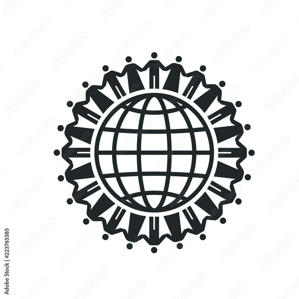 Globe With People Holding Hands