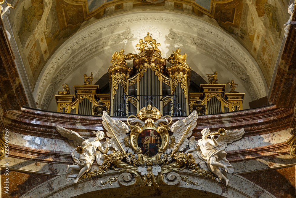 The interior of Karlskirche (St. Charles Church) at Karlsplatz, Vienna ...