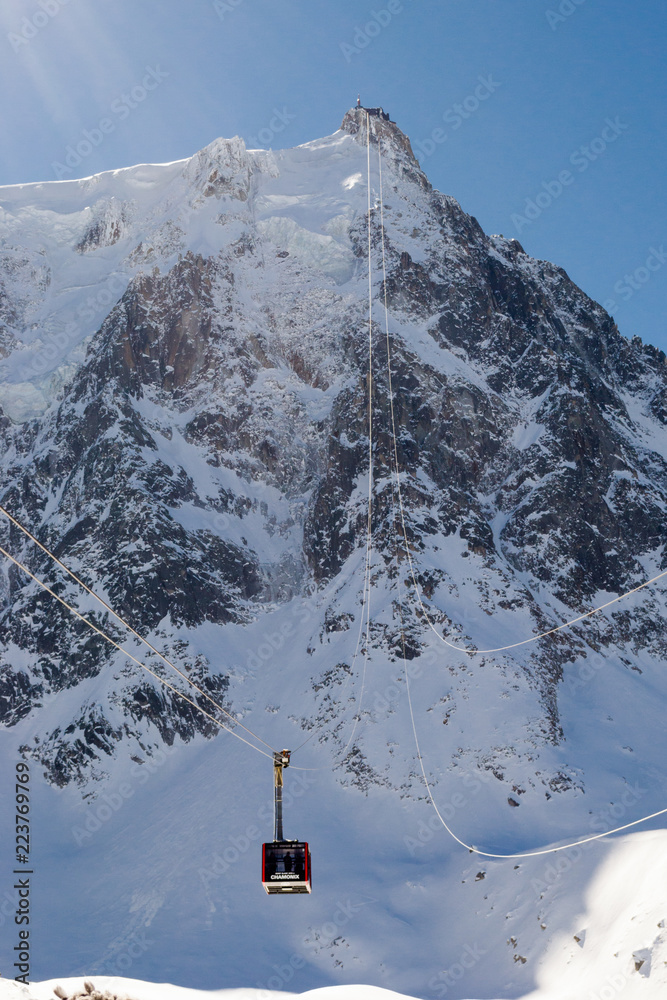 Gondola ride to the top of Aiguille du Midi, France Stock Photo | Adobe ...