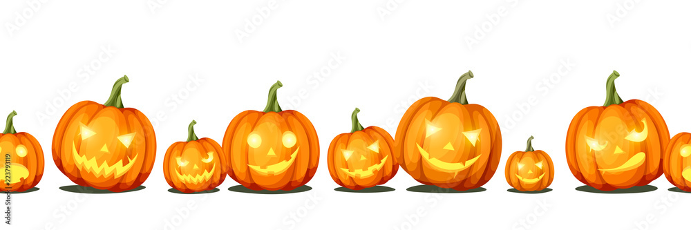 Vector horizontal seamless background with jack-o'-lanterns (Halloween ...