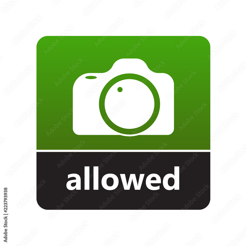 Camera sign with label for print and digital content Stock Illustration ...