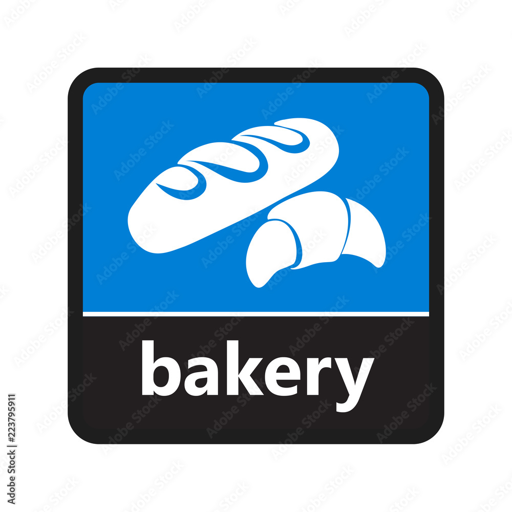 Bakery bread and croissant sign with label for print and digital ...