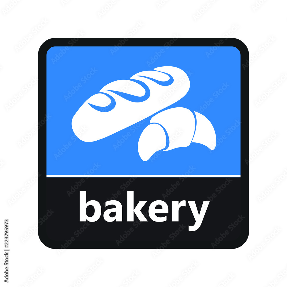 Bakery bread and croissant sign with label for print and digital ...