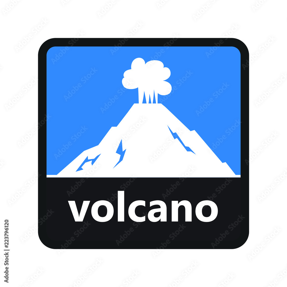Volcano alert sign with label for print and digital content Stock ...