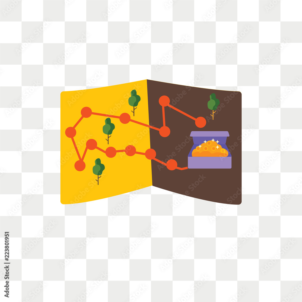 Treasure map vector icon isolated on transparent background, Treasure map logo design Stock ...