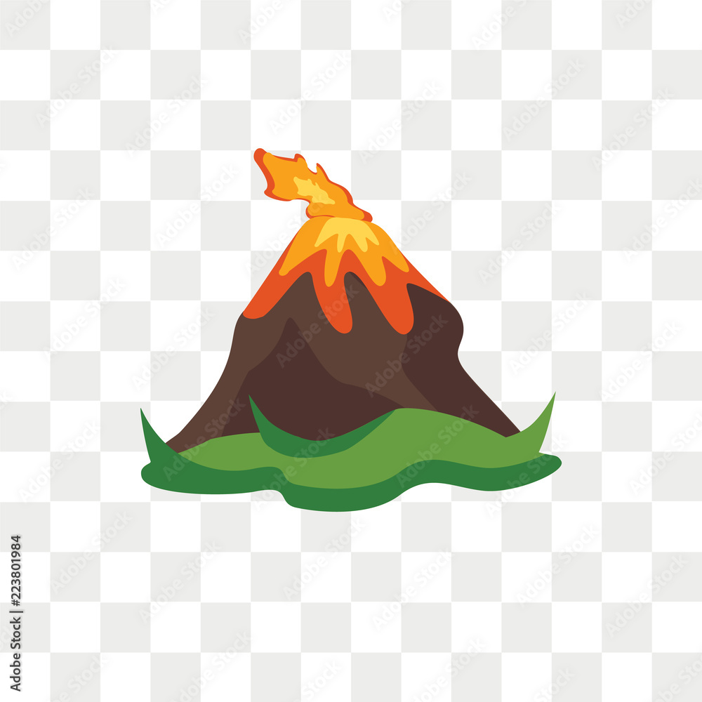 Volcano vector icon isolated on transparent background, Volcano logo ...