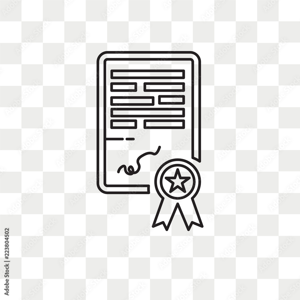 Certificate vector icon isolated on transparent background, Certificate ...