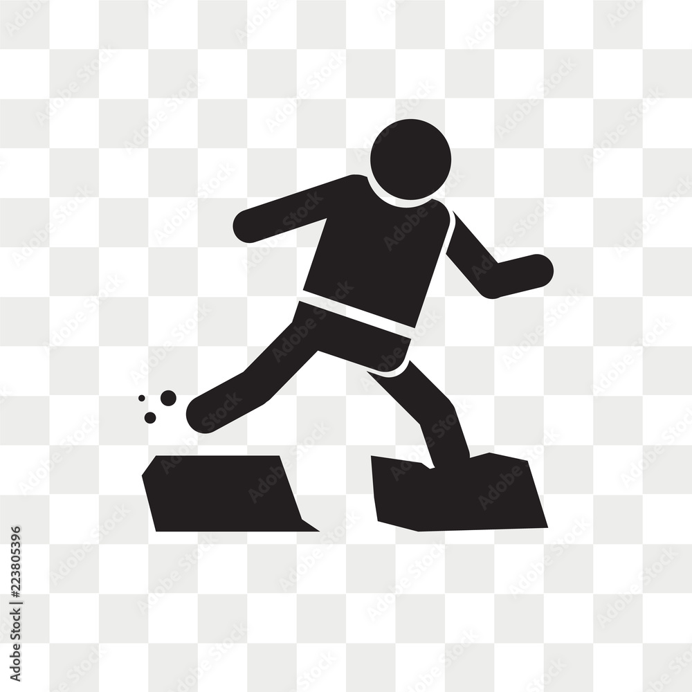 Man jumping with opened legs from one point to other vector icon ...