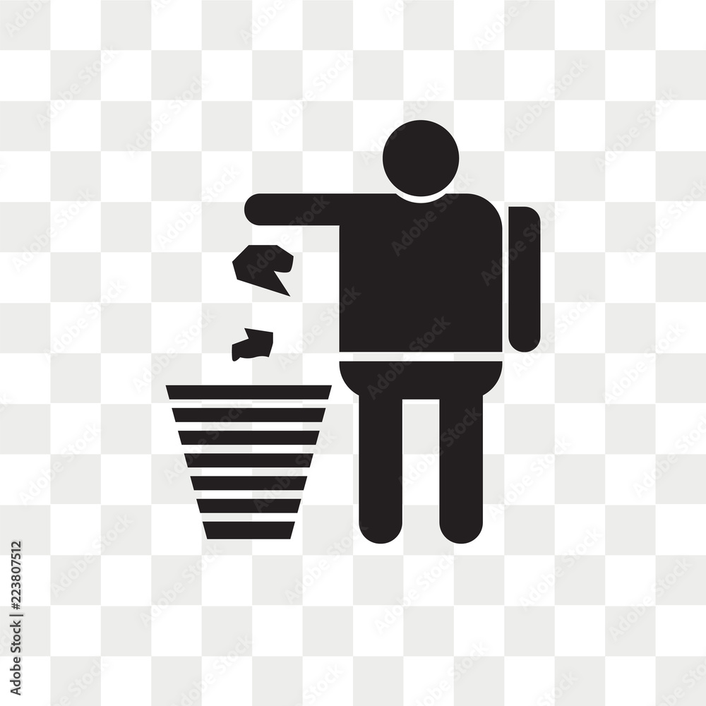 Man looking Through the garbage container vector icon isolated on ...