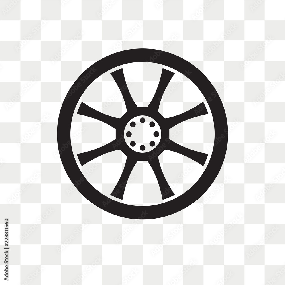 Alloy wheel vector icon isolated on transparent background, Alloy wheel ...