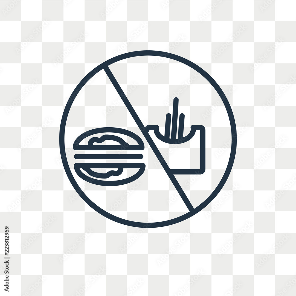 No Fast Food vector icon isolated on transparent background, No Fast ...