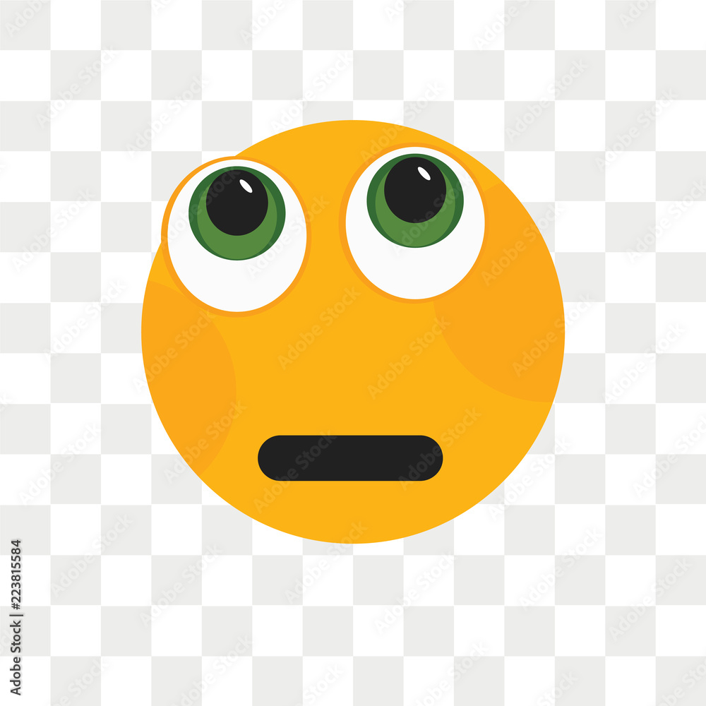 Suspicious smile vector icon isolated on transparent background ...