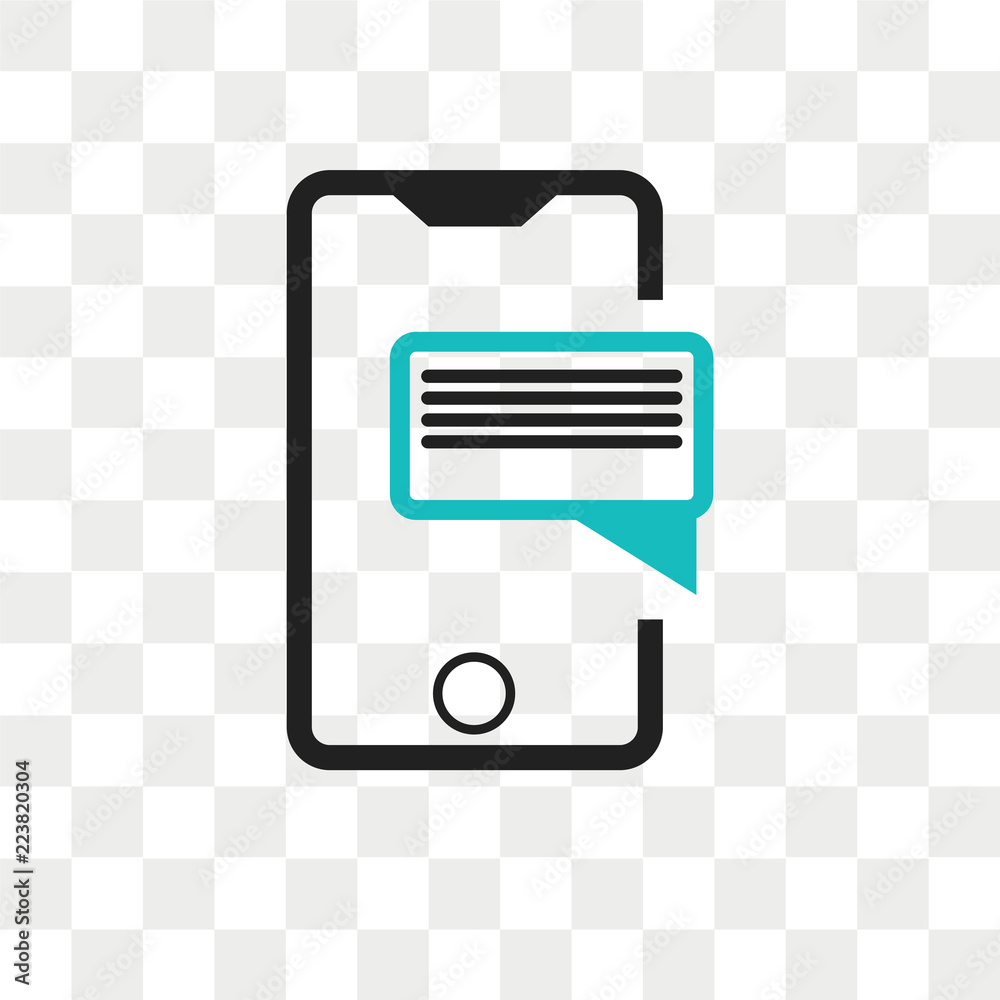 Mobile phone text data vector icon isolated on transparent background ...