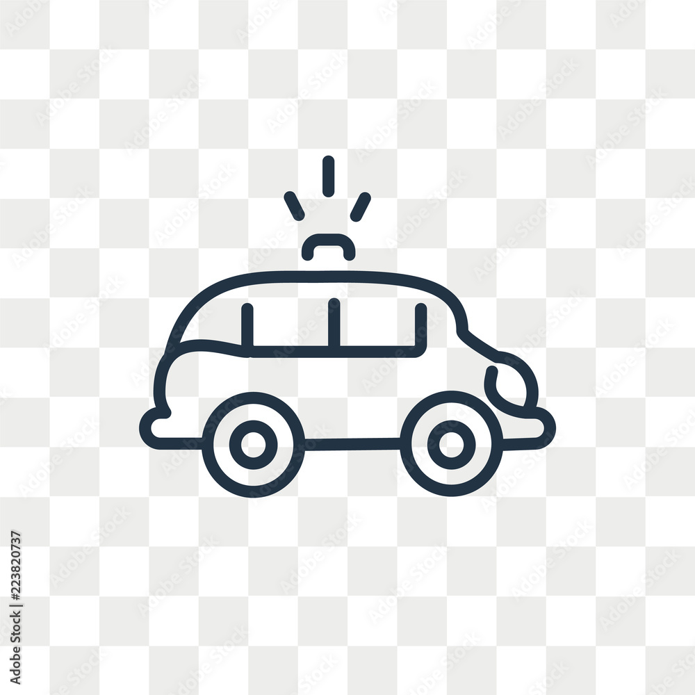 Police car vector icon isolated on transparent background, Police car ...