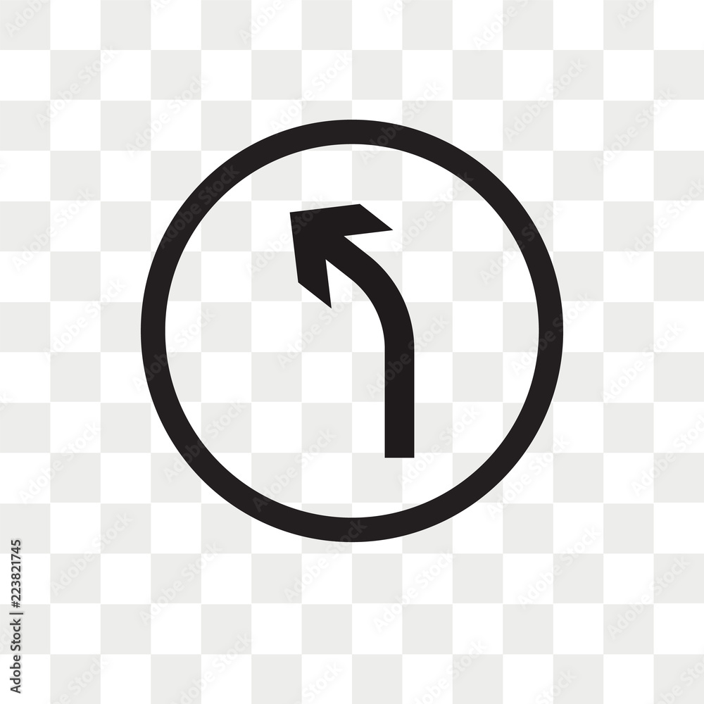 Left curve vector icon isolated on transparent background, Left curve ...