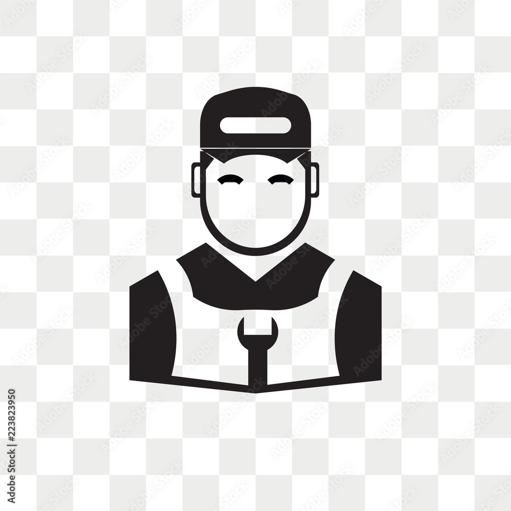Mechanic vector icon isolated on transparent background, Mechanic logo ...