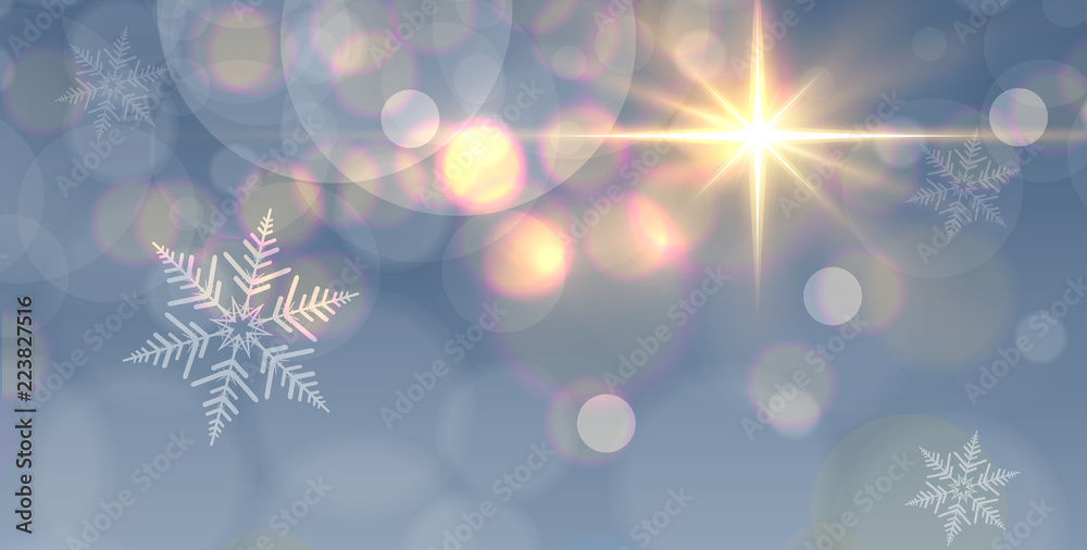Christmas background with lights, bokeh and snowflakes, Stock Vector ...