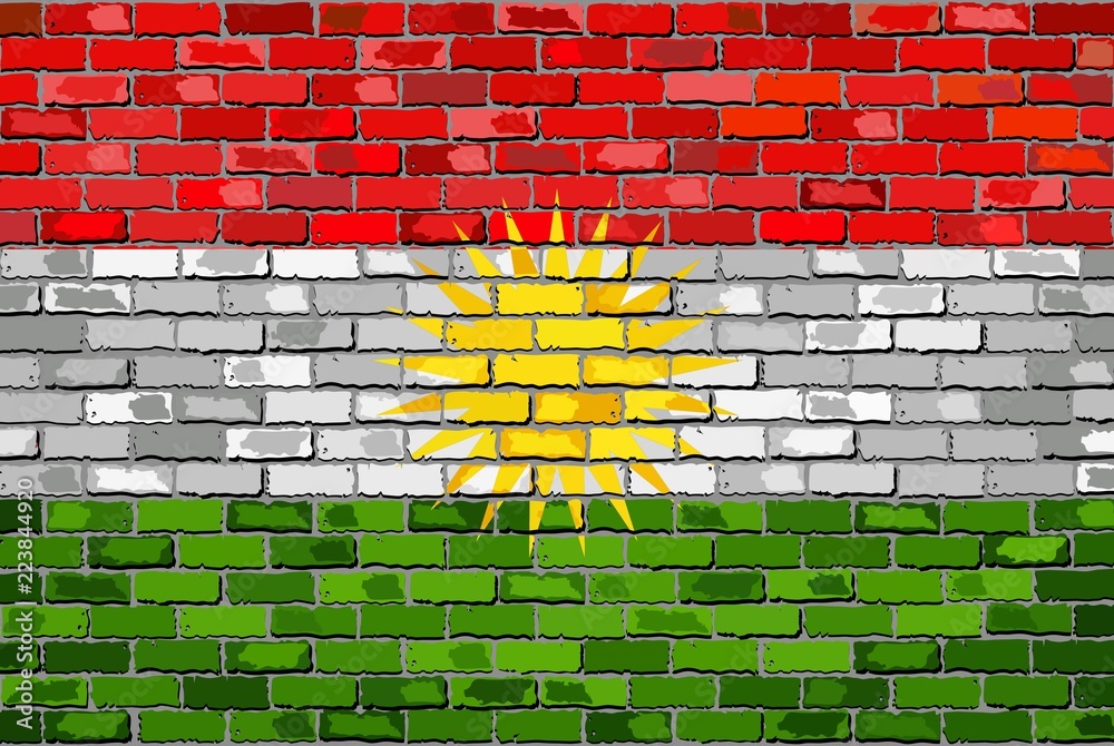 Flag of Kurdistan on a brick wall - Illustration, Kurdish flag on brick ...