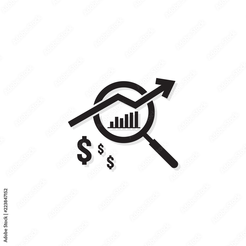 dollar increase revenue icon. Money symbol with arrow stretching ...