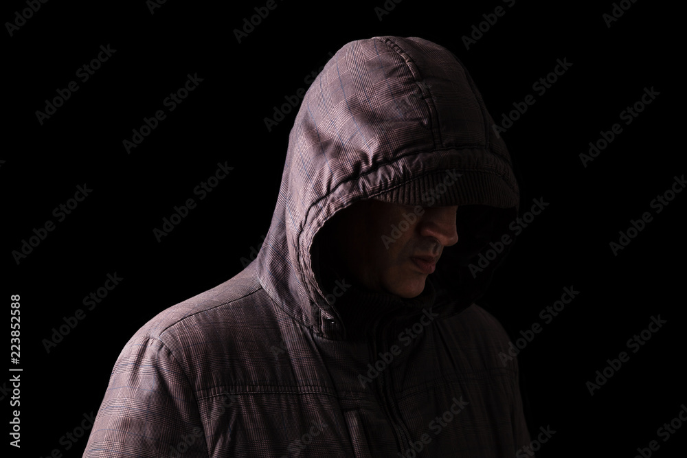 Lonely, depressed and fragile Caucasian or white man hiding face ...