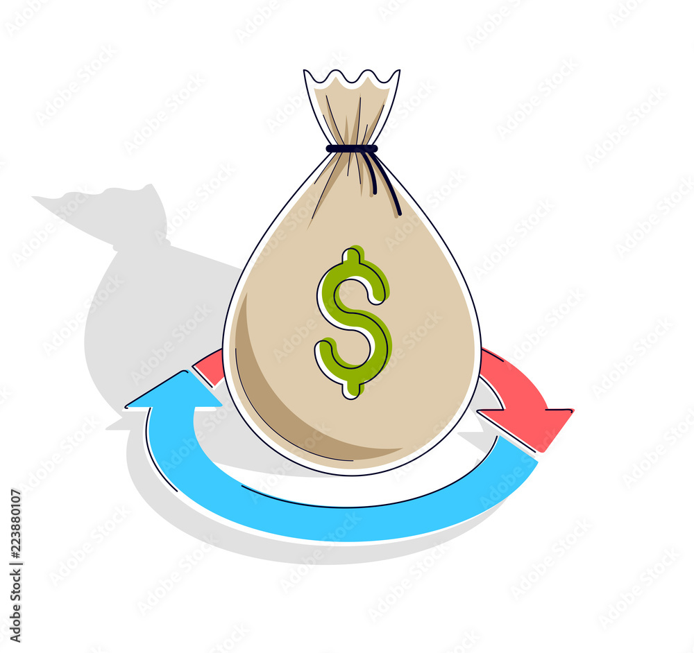 Money circulation, return on investment, currency exchange, cash back ...