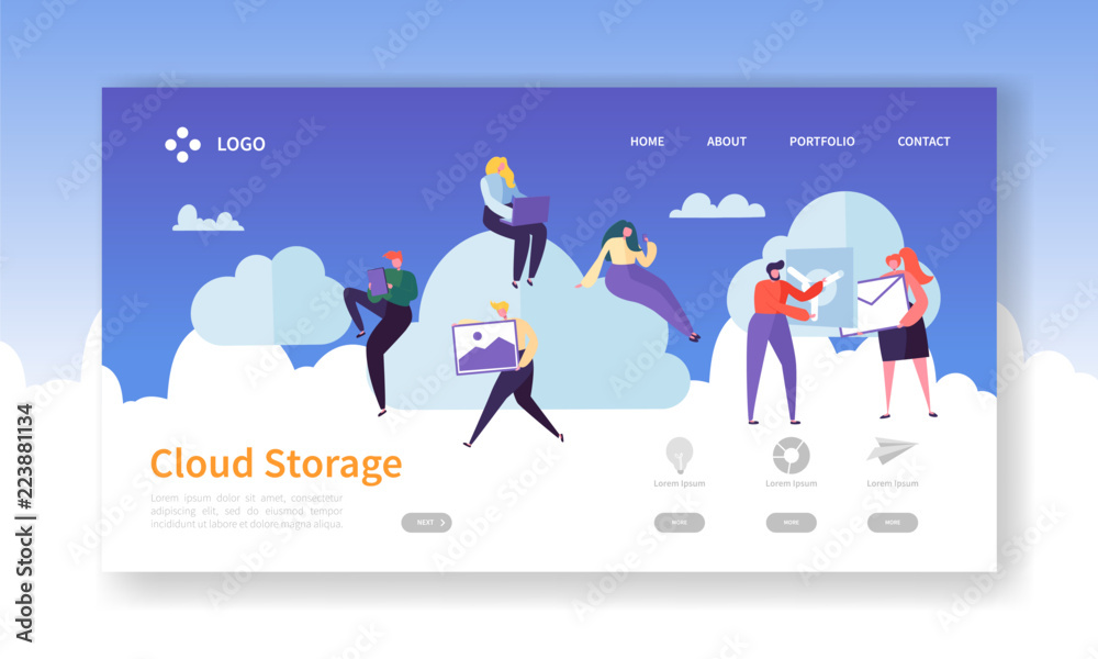 Cloud Storage Technology Landing Page Template. Data Center Hosting ...