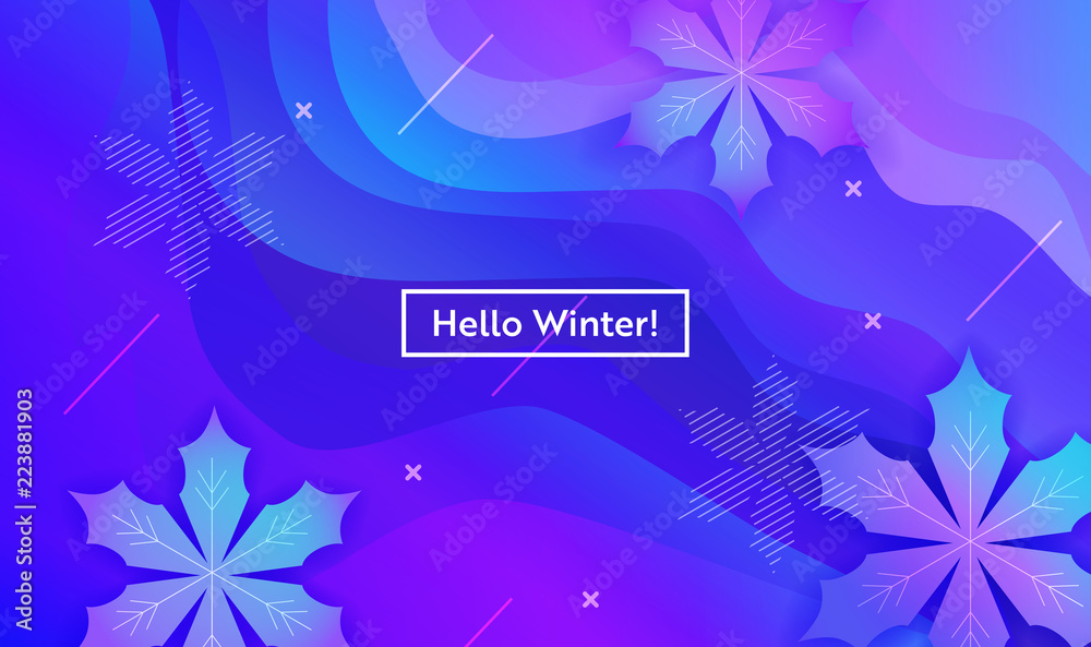 Hello Winter Layout with Snowflakes for Web, Landing Page, Banner ...