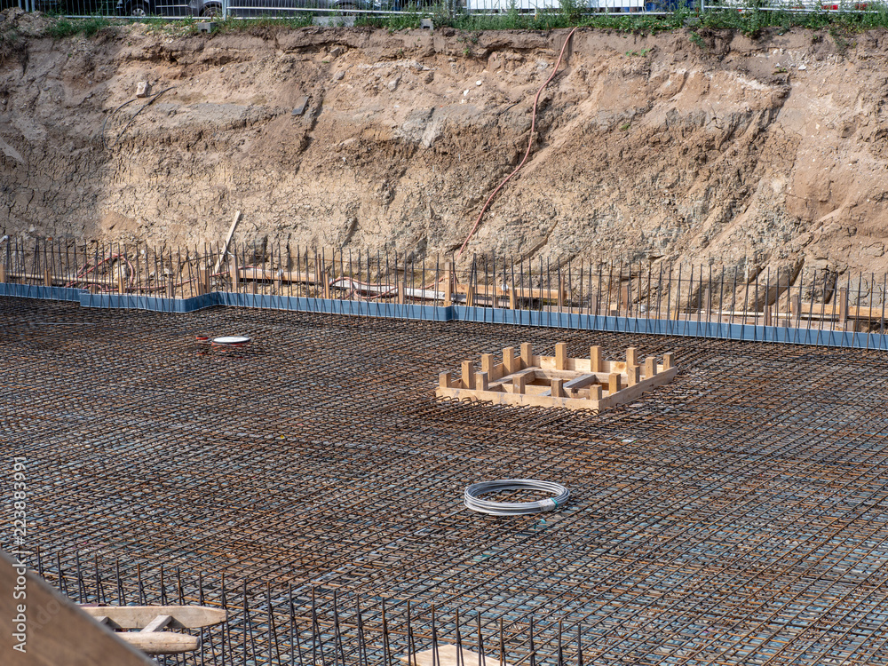 Photo & Art Print Excavation pit with concrete steel mats and monier ...