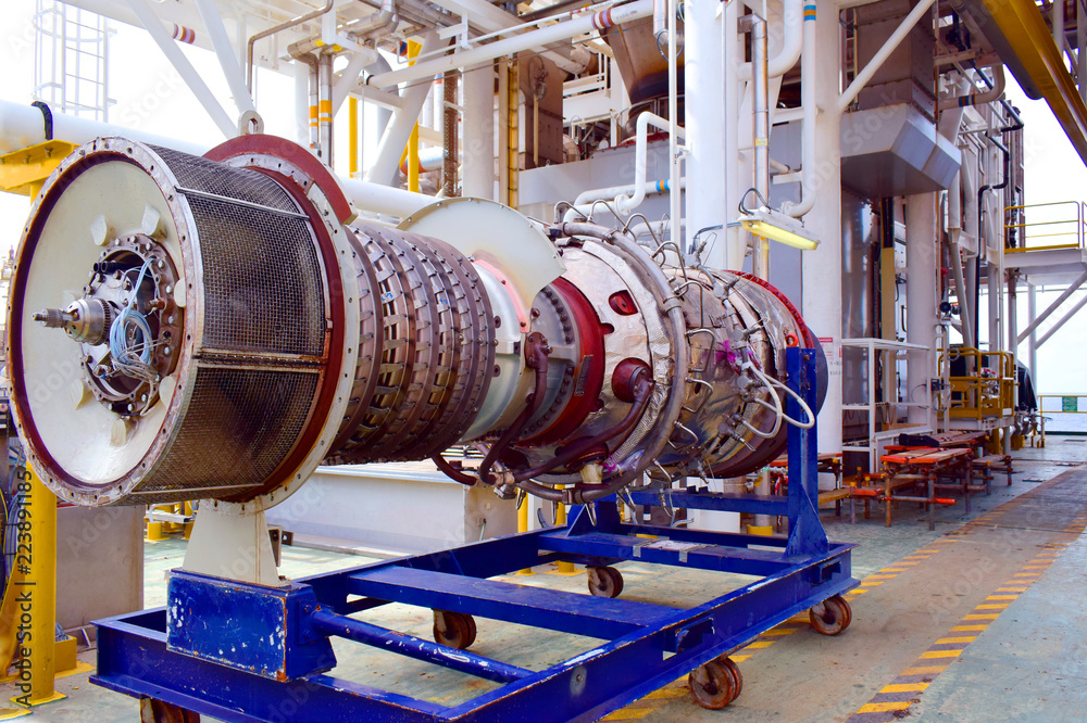 The exchange gas turbine engine used in offshore oil and gas central ...