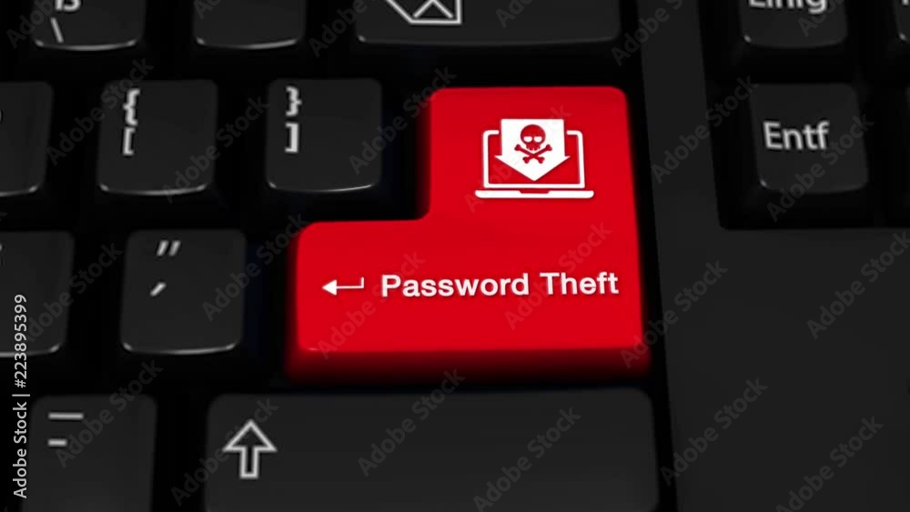 110. Password Theft Rotation Motion On Red Enter Button On Modern ...